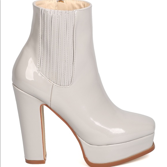 Shoes | Grey Patent Platform Bootie | Poshmark
